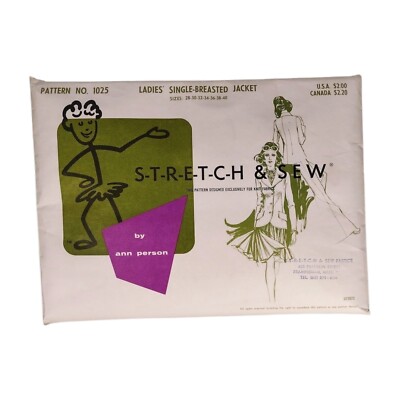 1960's Ann Person Stretch And Sew Patterns No 1025 Ladies Single ...