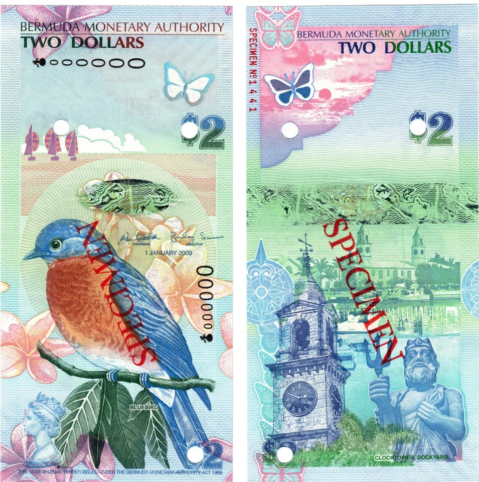2009 Bermuda 2 to 100 Dollars Full Set Birds Hybrid Banknote UNC ...