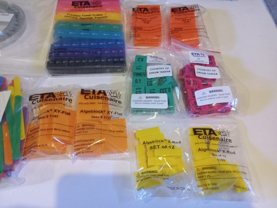 Assorted Math Manipulatives Variety Inc Fraction Tower, Algeblocks ...