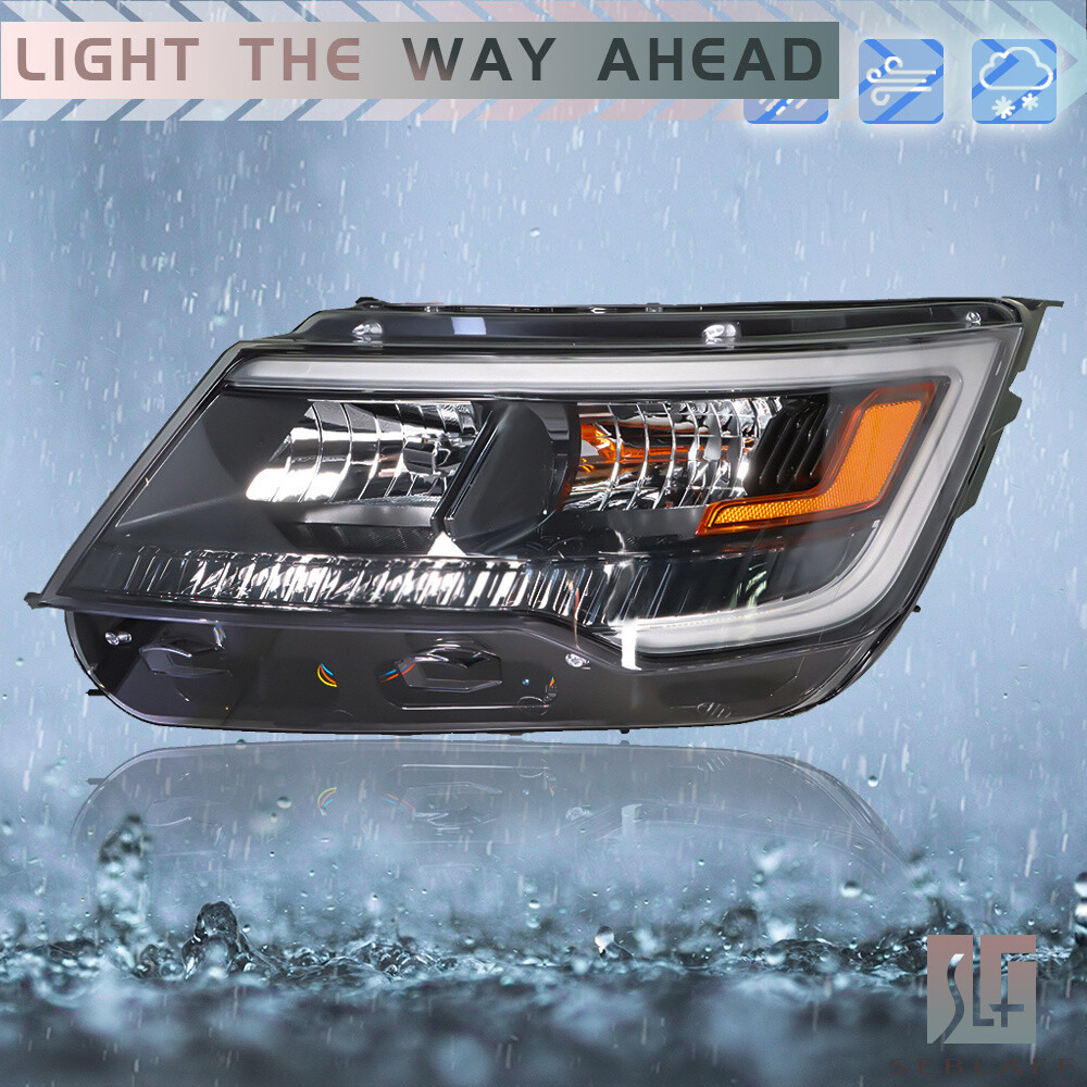 For 2016 2017 2018 Ford Explorer Headlight Halogen W/LED DRL Black ...