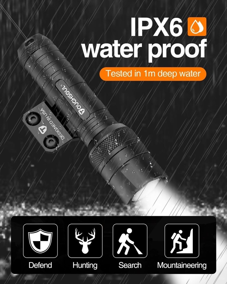 TOUGHSOUL Mlok Green Laser Tactical Flashlight 1250 Lumens with Remote ...