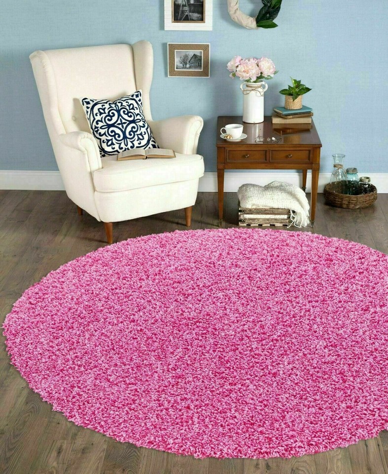 MODERN Circle Round Verona Shaggy Rugs Thick Pile Floor Round Mats Area ...