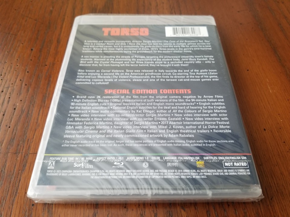 Torso (Blu-ray, 1973), Arrow Special Ed. A Film by Sergio Martino, NEW ...