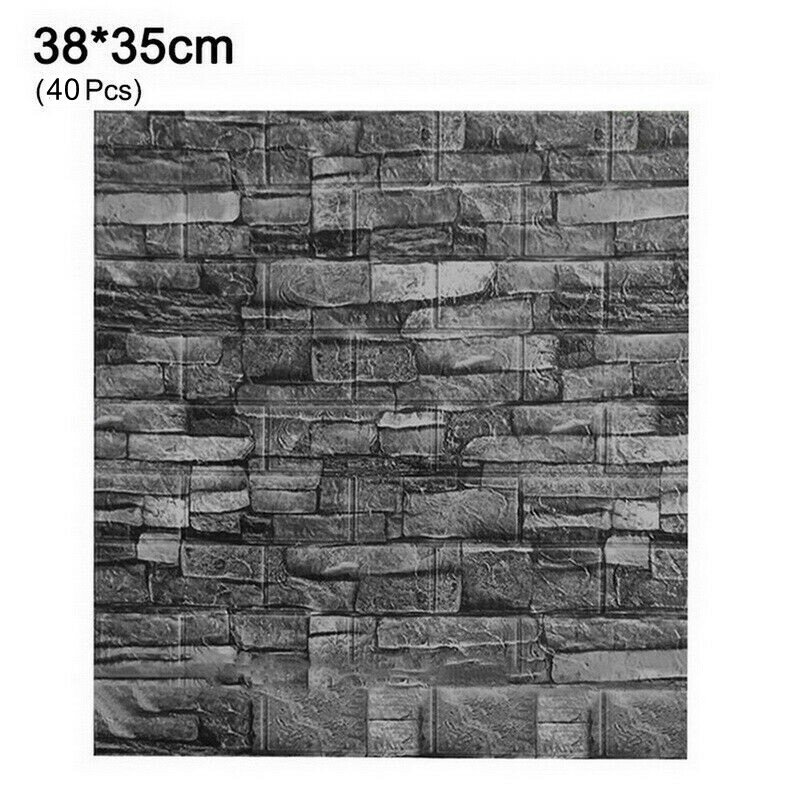 40Pcs Self Adhesive 3D Tile Foam Stick Wall Paper Brick Wall Sticky ...