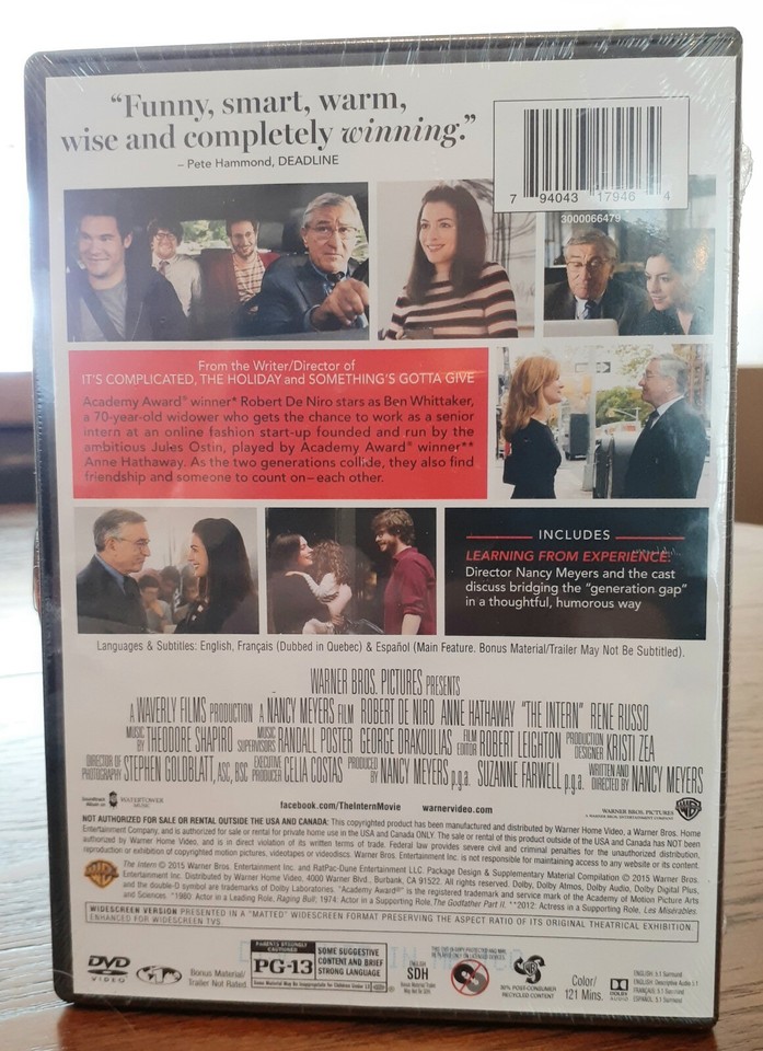 THE INTERN (ROBERT DE NIRO / ANNE HATHAWAY) NEW/SEALED DVD 794043179464 ...