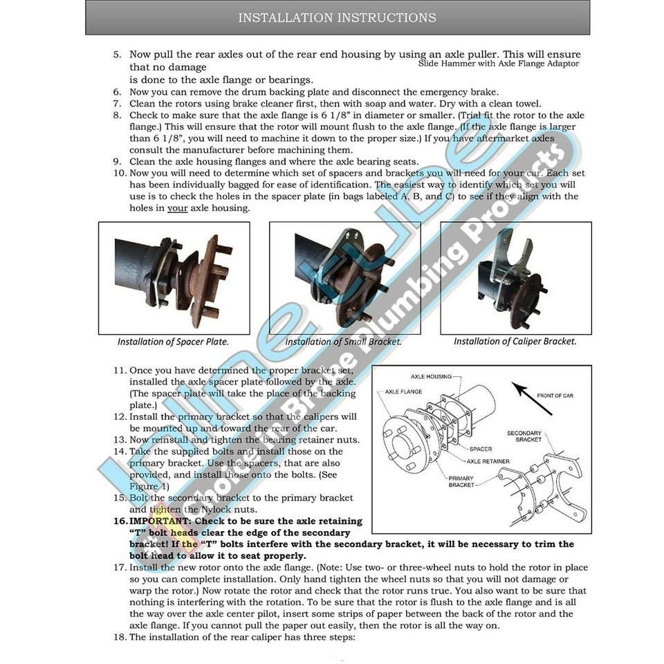 Ford Old Style Rear Disc Conversion Kit w/Standard Rotors w/E-Brake ...