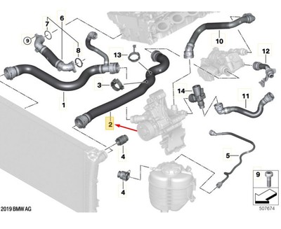BMW 2 Coupe G42, G87 Cylinder Head-Radiator Hose Pipe 17125A44475 NEW ...