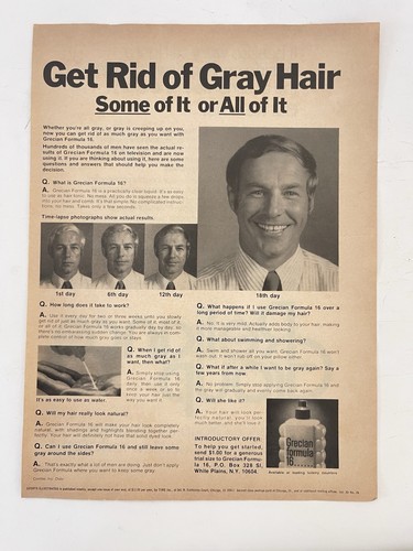 Vintage 1973 Print Ad Grecian Formula 16 Get Rid Of The Gray ...