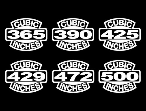 2 CADDY V8 ENGINE DECALS 365-390-425-429-472-500 CUBIC INCHES STICKERS ...