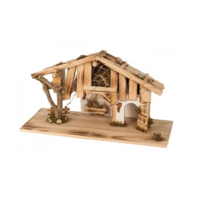Crib Wooden House Christmas Nativity Scene Stable 60 x 33 cm Bethlehem ...