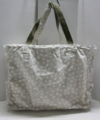 retired THIRTY-ONE POLKA DOT TOTE Bag Shopper Utility White on Tan ...