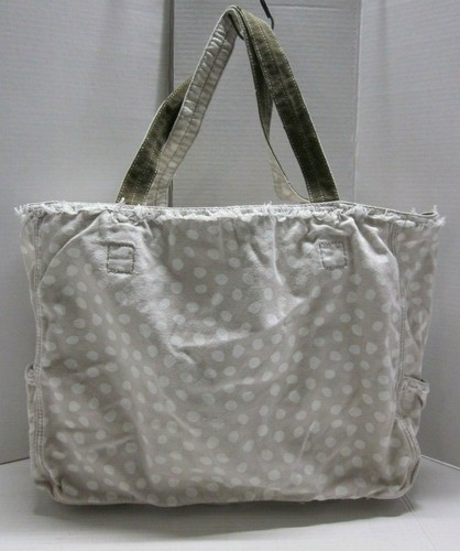 retired THIRTY-ONE POLKA DOT TOTE Bag Shopper Utility White on Tan ...