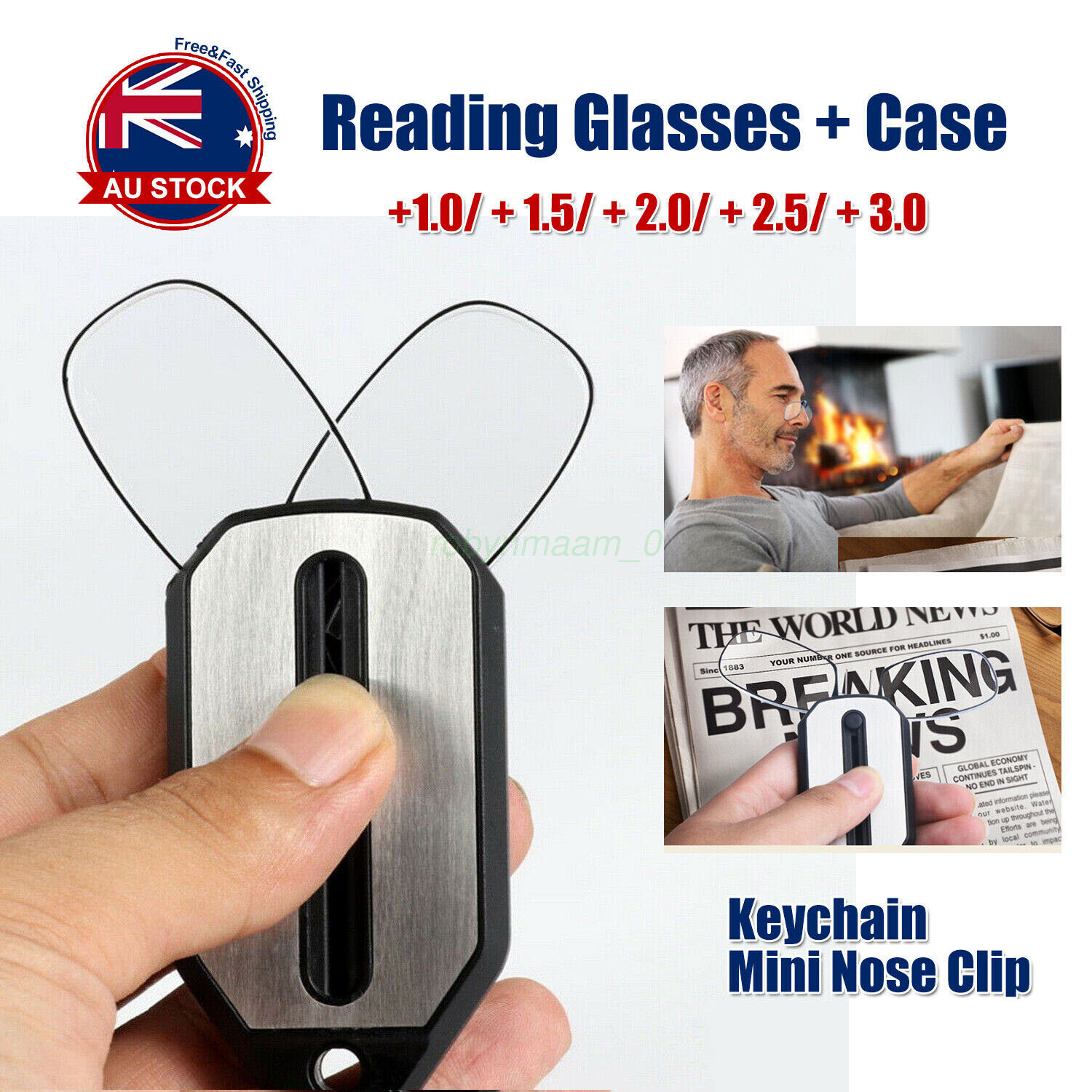 Convenience Keychain Mini Nose Clip Reading Glasses + Case Thinoptics ...