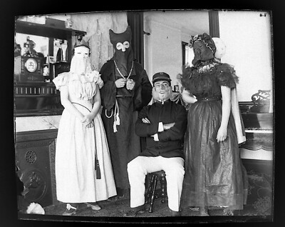 Antique 4x5 Glass Plate Negative Photograph Adults in Halloween ...