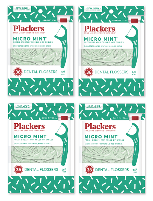 Plackers Micro Mint Fresh Breath Flossers, Mint Flavored, 36 Ct (4 Pack ...
