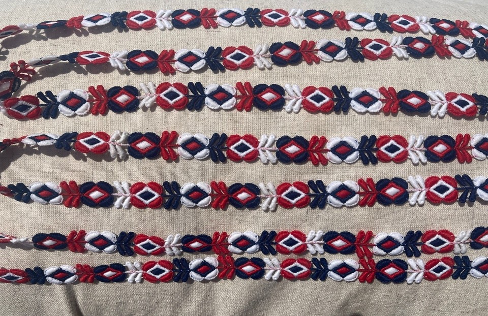 3 Yards Vintage Embroidered Trim Red White Blue 5/8” Wide July 4 ...