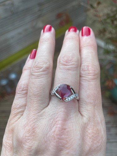 Gemporia Ruby and white zircon sterling silver ring | eBay UK
