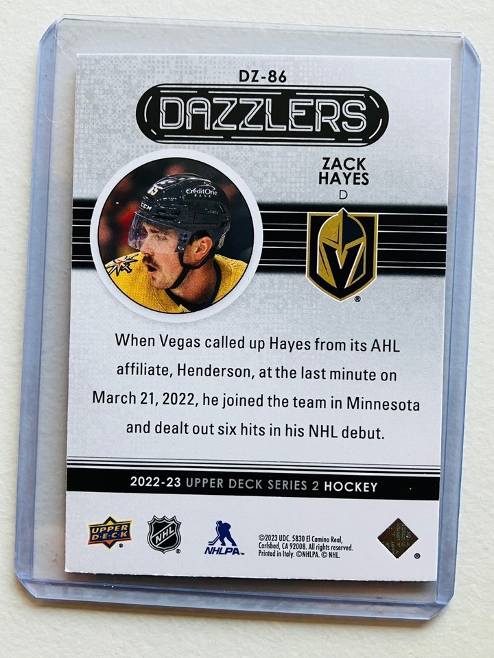 2021-22 UPPER DECK EXTENDED SERIES HOCKEY BLUE DAZZLERS ROOKIE ZACK ...