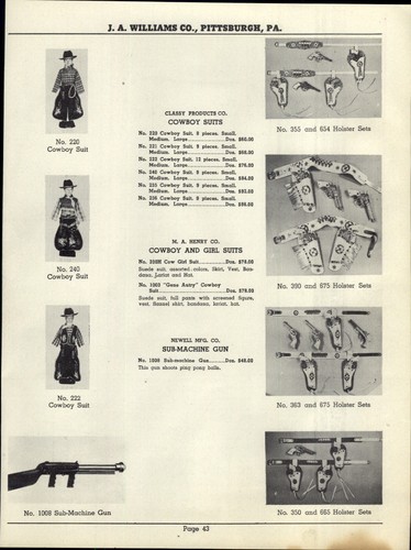 1949 PAPER AD Classy Cowboy Suit Sub Machine Gun Holster Pop Double ...
