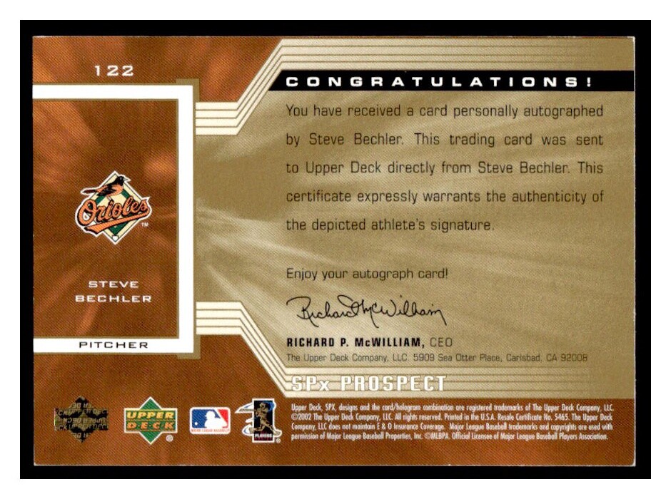 2002 SPx #122 Steve Bechler | eBay