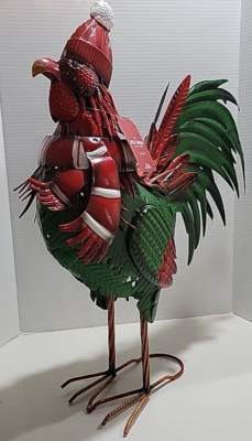 Red Shed 2ft Metal Decorative Christmas Rooster ZT231380 Durable Steel ...