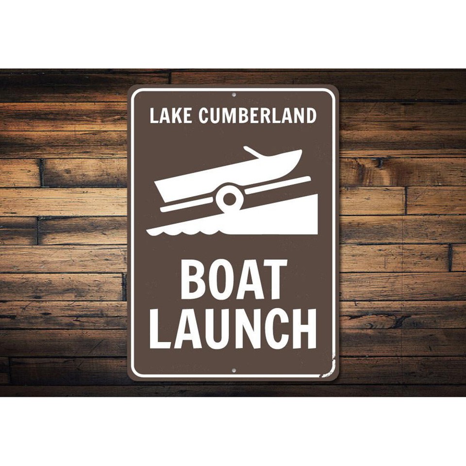 Boat Launch Lake Sign, Personalized Boat Lover Aluminum Metal Decor ...