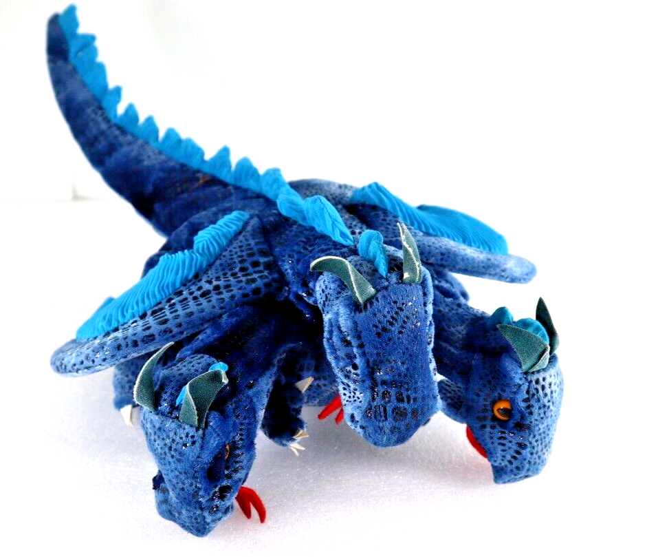 Folkmanis 3 Headed Dragon Hand Puppet 5 Finger Blue 10" Fairy Tale Play ...