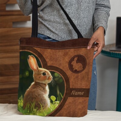 Personalized Lovely Rabbit Tote Bag, Vintage Rabbit Handbag, Bunny ...