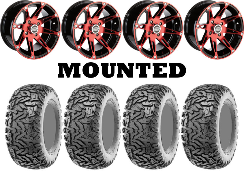 Kit 4 Maxxis Workzone Tires 26x11-12 on Moose 387X Red Wheels H700 | eBay