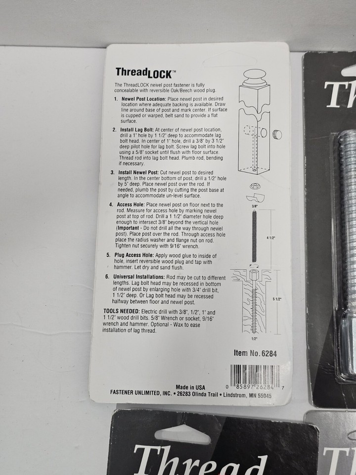 New Thread Lock Newel Post Fastener Lot Of 10 Fastener Unlimited, Inc ...
