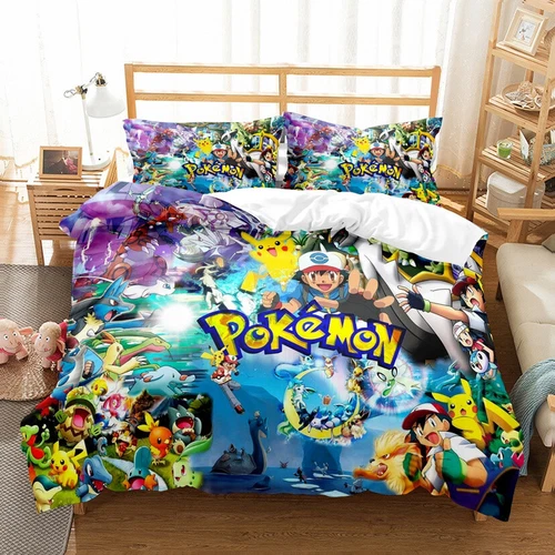 Pokémon Anime Bedding Set Kid Doona Duvet Cover King Double Queen ...