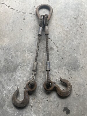 Lift-All Crosby Cable Eye Sling, Wire 1” Cable Rope, 7 Ton Hooks Heavy ...