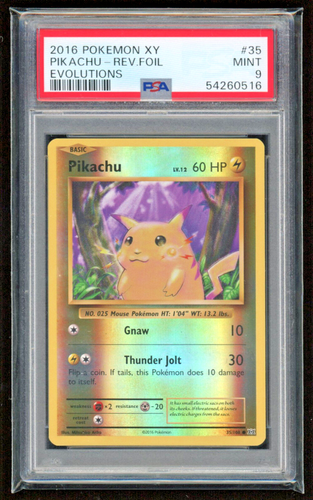 2016 PIKACHU REVERSE FOIL XY EVOLUTIONS PSA 9 MINT #35/113 POKEMON CARD ...