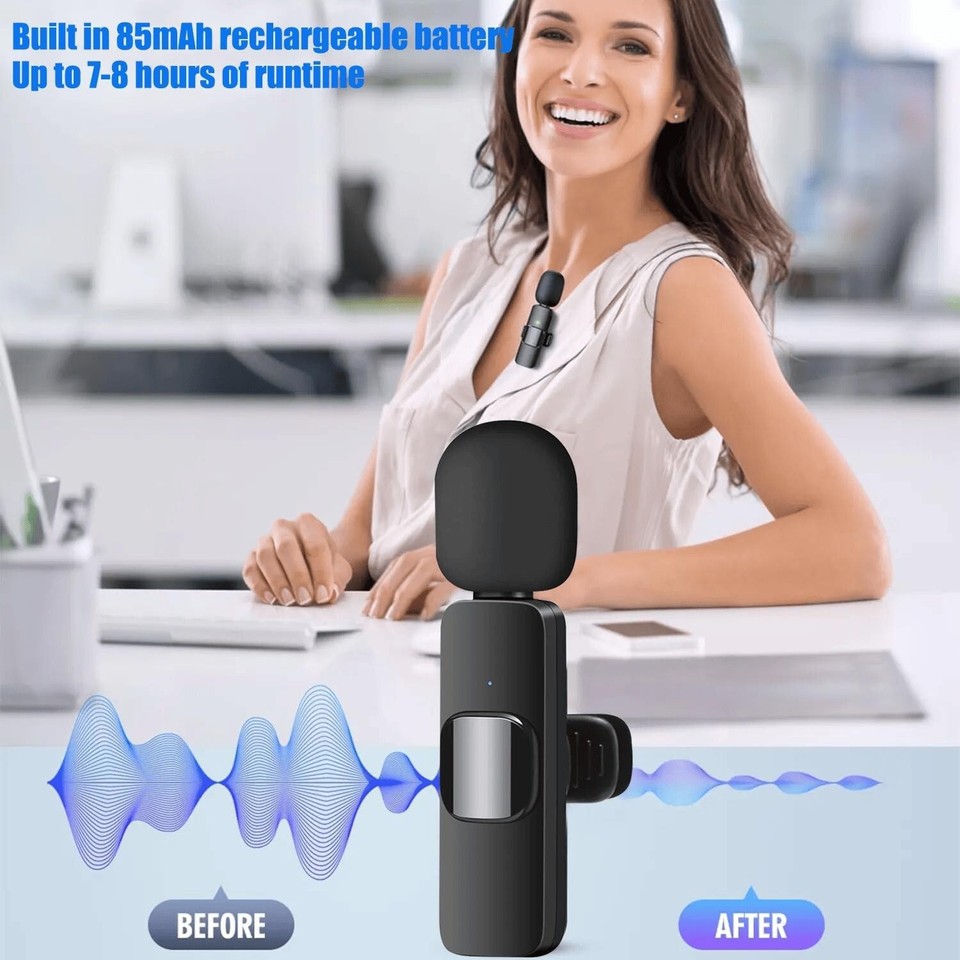 Lavalier Microphone Wireless Audio Video Recording Mini Mic For Android ...