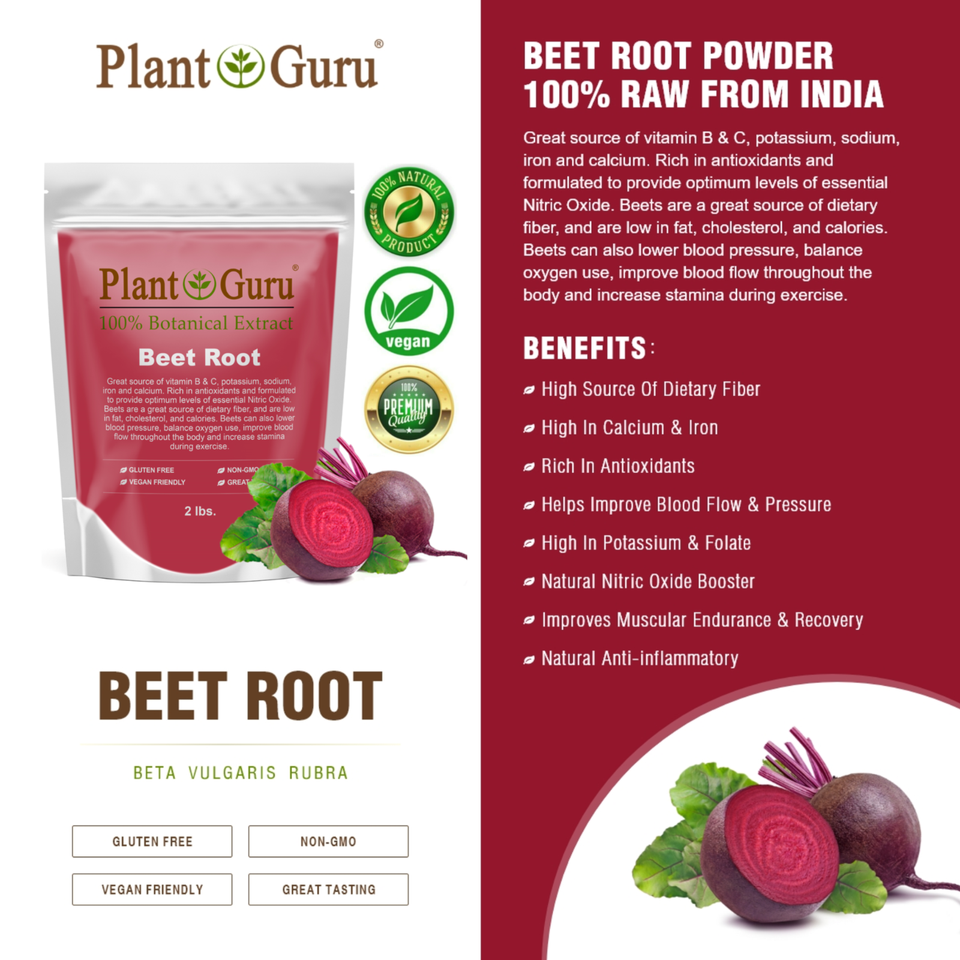 Red Beet Root Powder 2 lb. Beta Vulgaris Non-GMO Nitric Oxide Extract ...