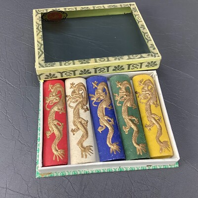 Coloured Chinese Solid Ink Blocks Gilded Decoration Oriental Dragons | eBay
