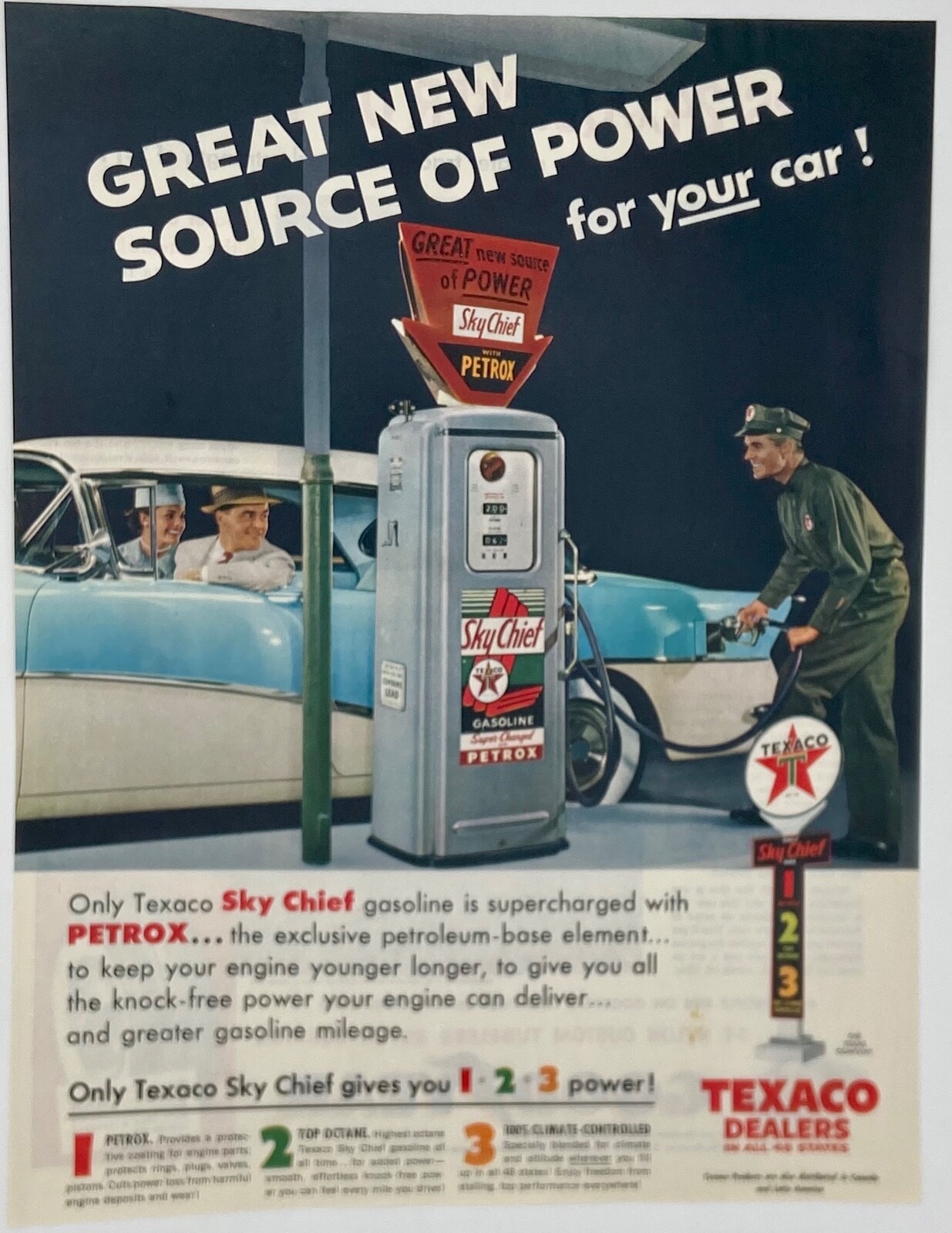 Original 1950s Texaco Ad: Great New Source of Power Series, Blue and ...
