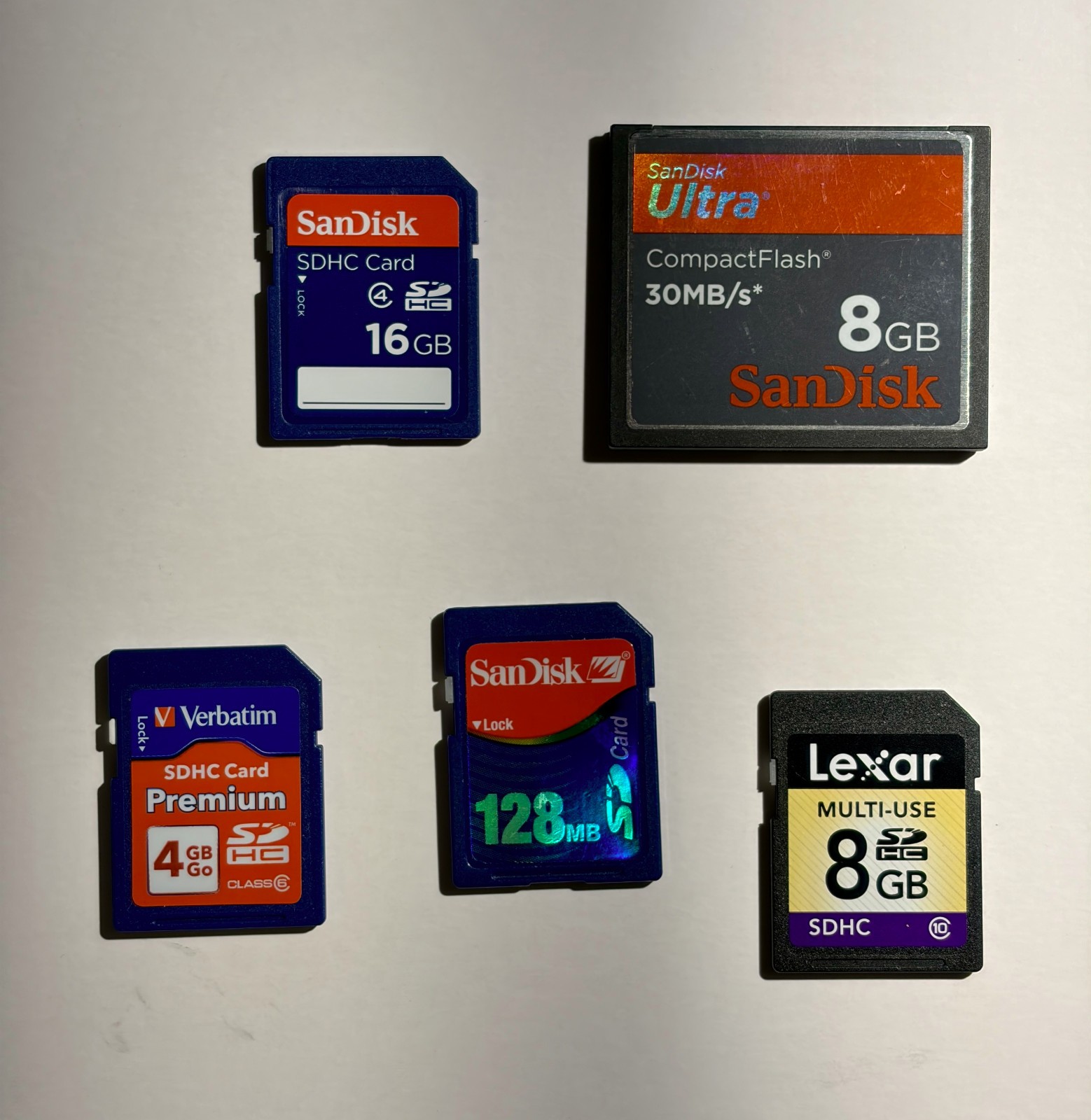 Memory Card LOT 5x --- SanDisk Lexar Verbatim Compact Flash 8GB 16GB ...