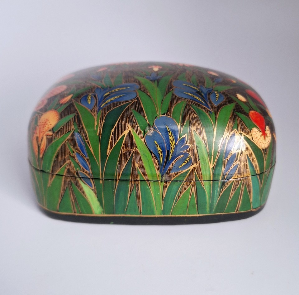 Hand Made Lacquer Box Trinket Jewelry All Over Striking Floral Design ...
