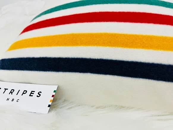 CANADA Hudson’s Bay HBC Stripes Multi-Stripe Polar Fleece Pillow ...