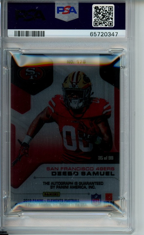 2019 Panini Elements #178 Deebo Samuel Rookie Autograph PSA 8 NM-Mint ...