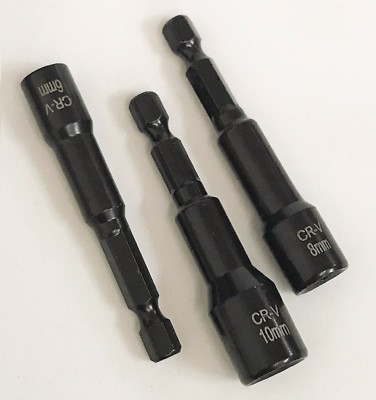 3pc Magnetic Nut Driver Bit Setter 1/4" Shank Quick Change 6,8,10mm Set ...