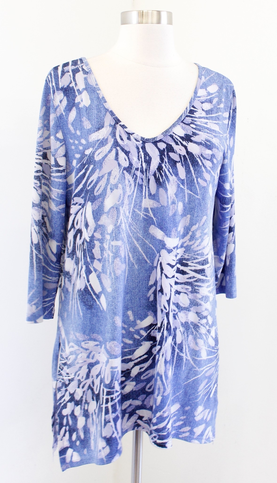 Clara Sun Woo Blue Abstract Floral Print Sharkbite Je… - Gem