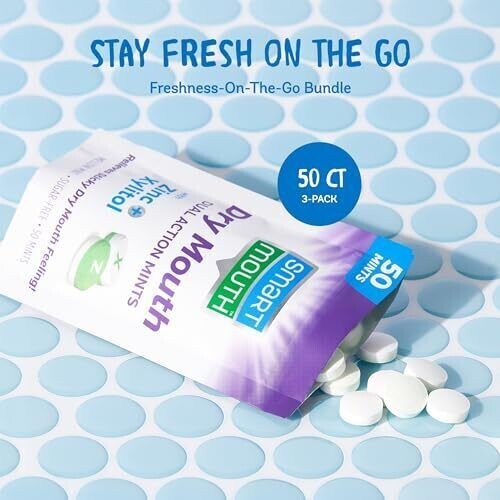 SmartMouth Dry Mouth Dual Action Mints Sugar Free Breath Mints 50 Count ...