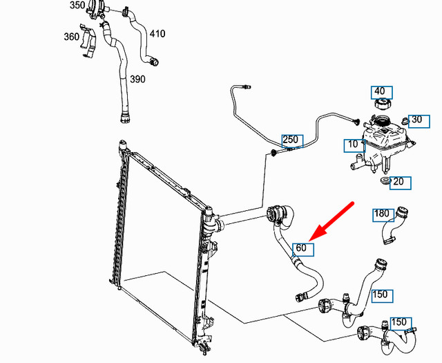 2016 MERCEDES BENZ Gle500w166 RHD Engine Radiator Upper Coolant Hose ...