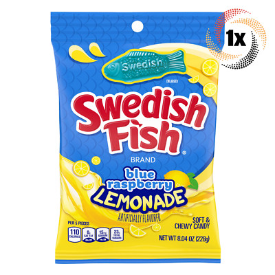 1x Bags Swedish Fish Blue Raspberry Lemonade Soft & Chewy Gummy Candy ...