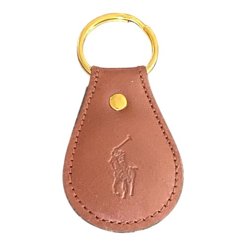 Polo Ralph Lauren Brown Leather Keychain Key Fob Ring Equestrian Logo ...