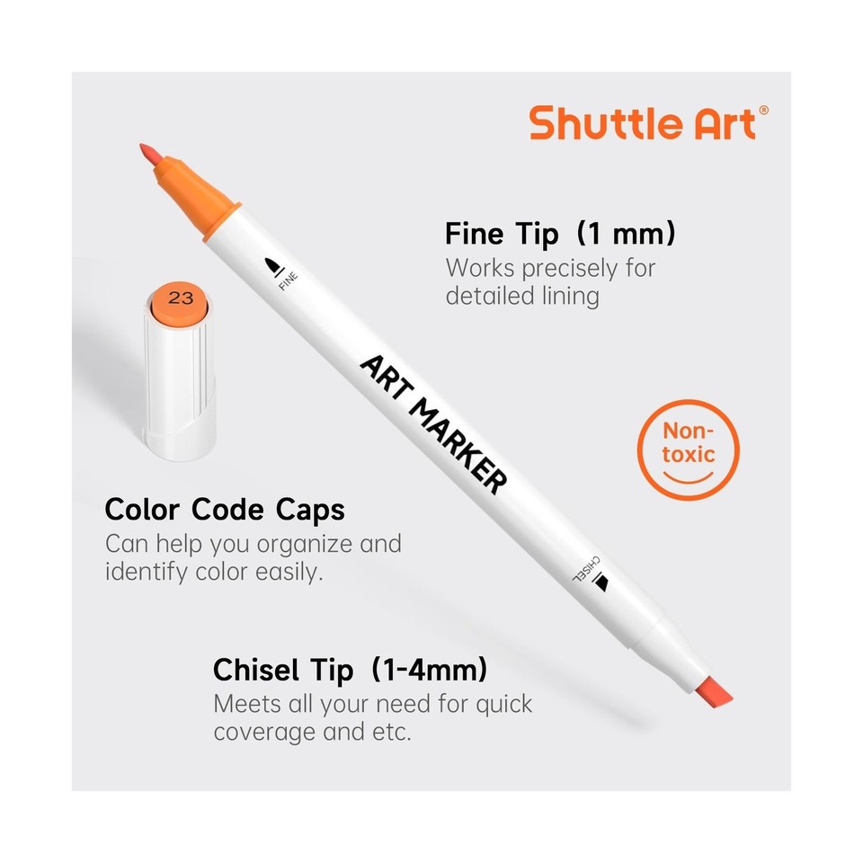 Shuttle Art 61 Colors Alcohol Markers, 60 Colors Dual Tip Art Marke ...