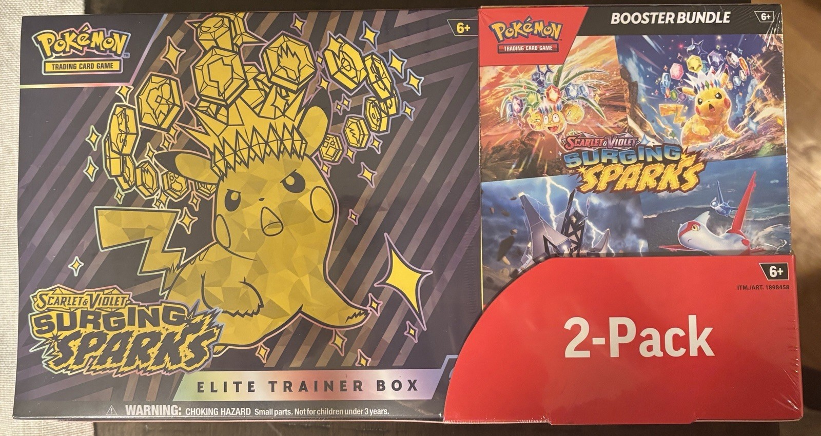 Pokemon Surging Sparks ETB & Booster Bundle Costco 2-pack. Factory ...