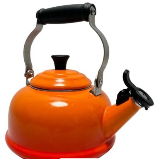 Le Creuset whistling tea kettle orange two tone enamel 1.7 qt - all ...